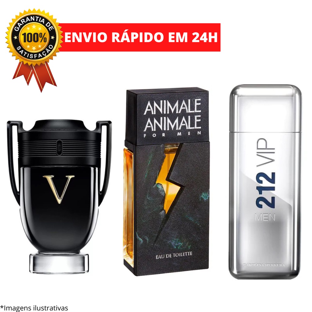 Kit 3 Perfumes Masculino Importados Similar 212 Vip men, Animale For ...