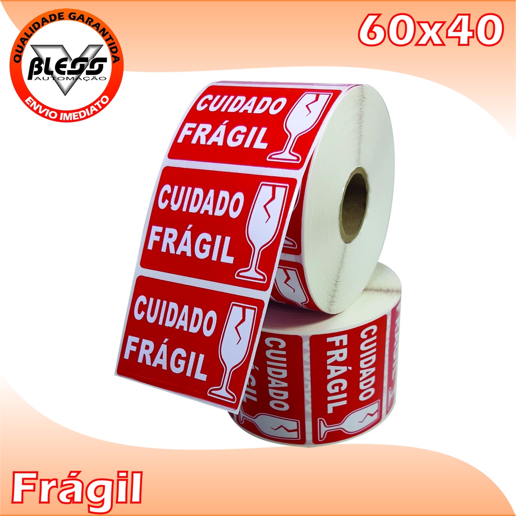1 Mil Etiqueta Cuidado Frágil 60x40 - Faz a Boa!