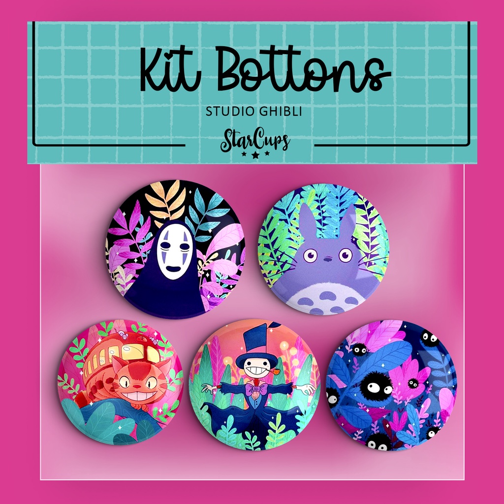 Bottons Studio Ghibli Fofo - 5 unidades | Shopee Brasil