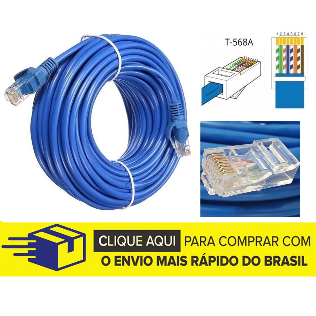 Cabo de Rede Montado Internet Alta Velocidade Ethernet Grimpado RJ45 3 ...