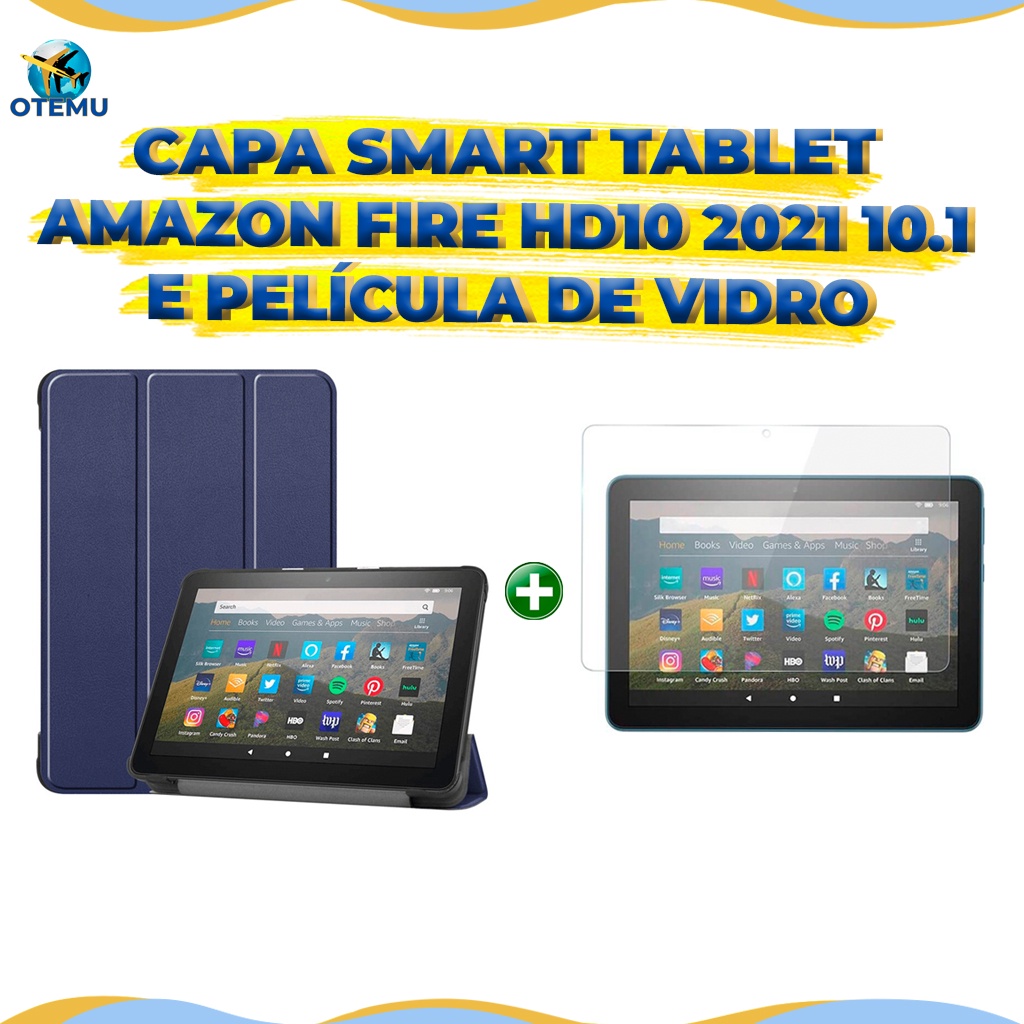 Capa Smart Case + Película de Vidro Para tablet Amazon Fire HD10 2021 ...