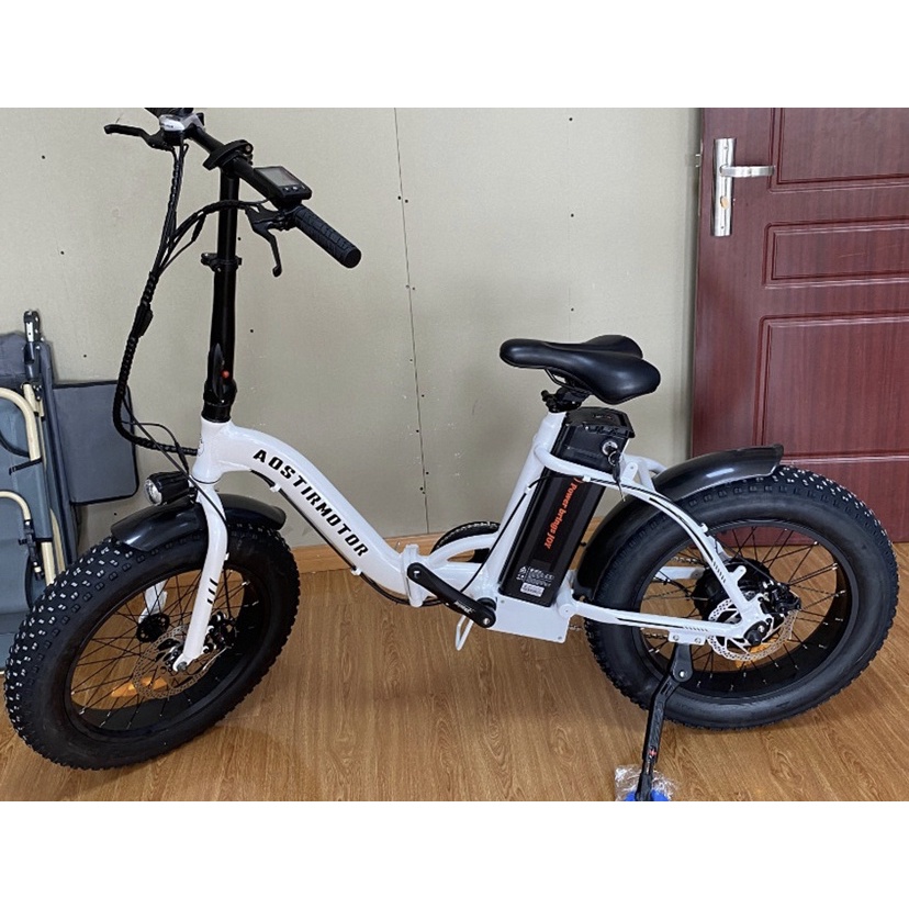 500W Fat Tire Folding Mountain Electric Bike 20" White Bicycle City E ...