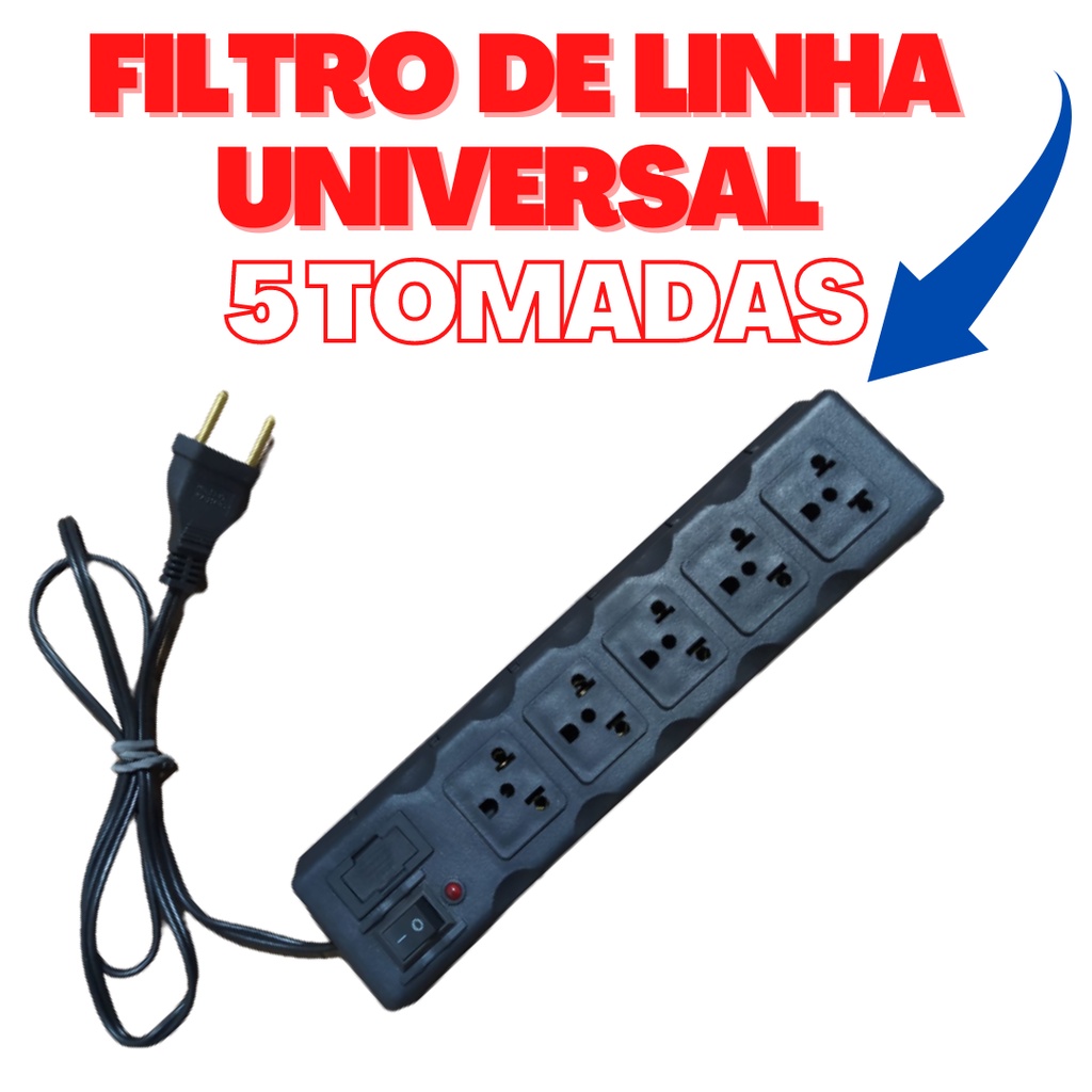 Filtro De Linha Universal 5 Tomadas Régua Elétrica Padrão Antigo ...