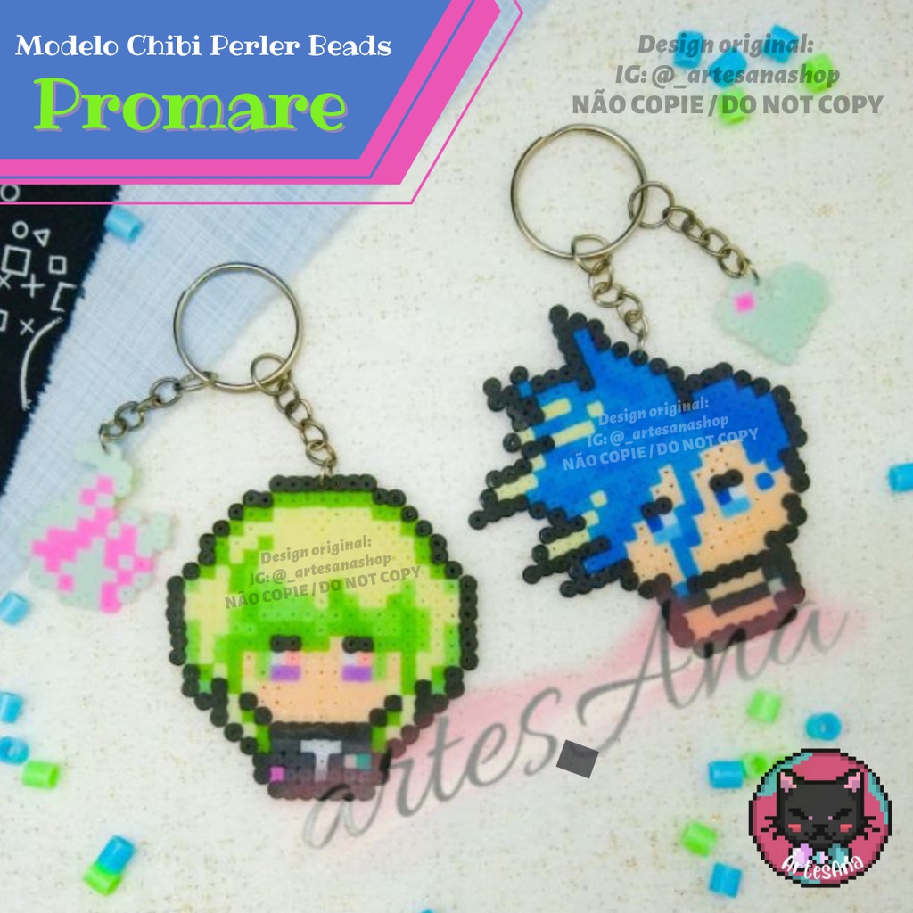Chaveiro Perler Beads/Pixel Art - Promare Chibi (Lio & Galo) | Shopee ...