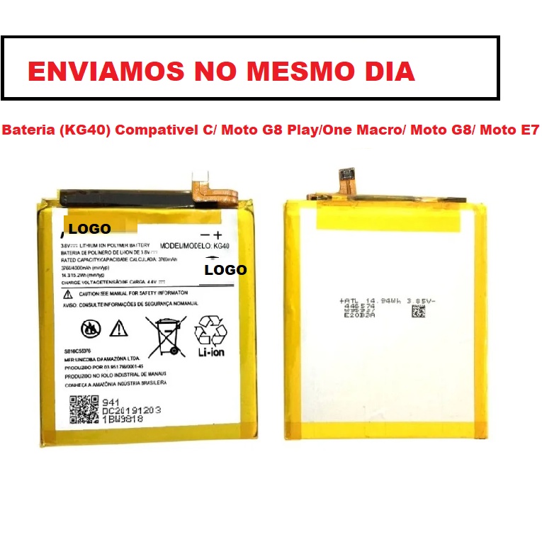 Bateria (KG40) Compativel C/ Moto G8 Play Xt2015 /One Macro XT2016 ...