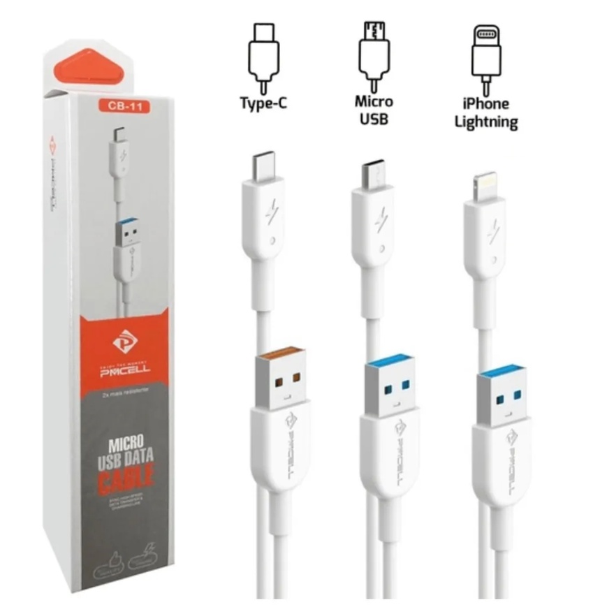 Cabo Carregador USB PMCell para MICRO, IPHONE, TIPO C CB11 de 2 metros ...