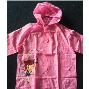 Capa de chuva infantil rosa menina com capuz e bolsos PVC C0010 ...