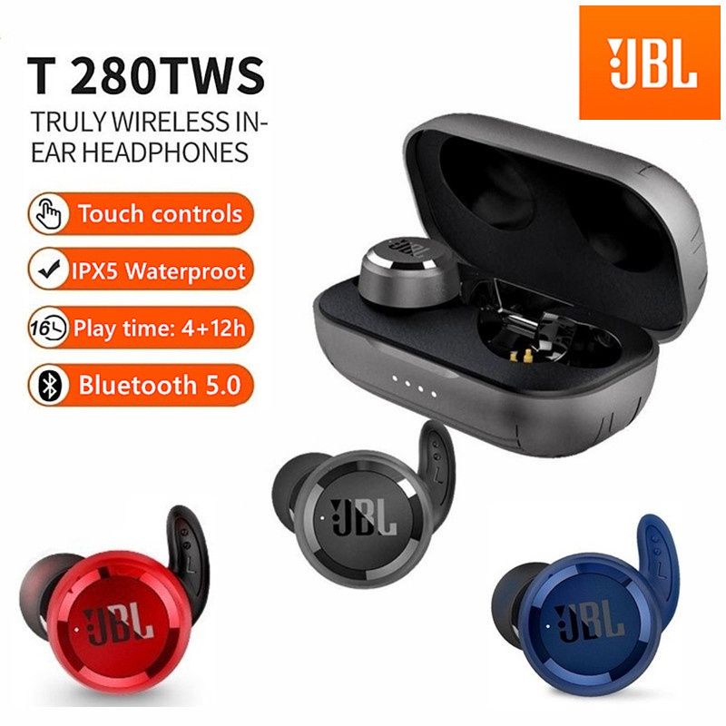 JBL T280TWS PLUS Verdadeiro Fone De Ouvido Sem Fio TWS Bluetooth 5.0 Esporte Baixo IPX5 ...