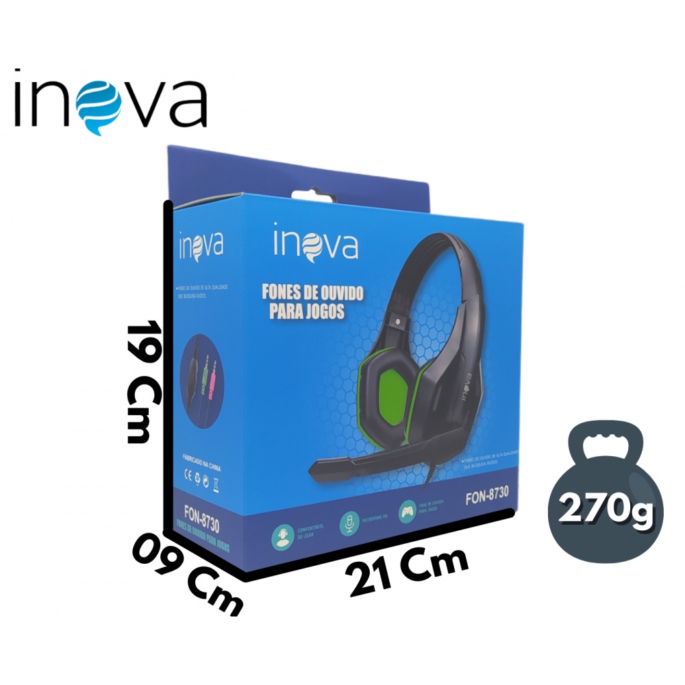 Fone gamer inova 8730 com fio (ORIGINAL) | Shopee Brasil