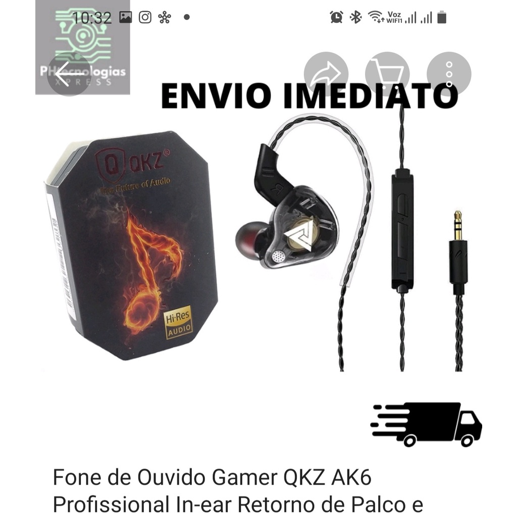Fone de Ouvido Qkz Ak6 Original com Microfone/Retorno de Palco + Case ...