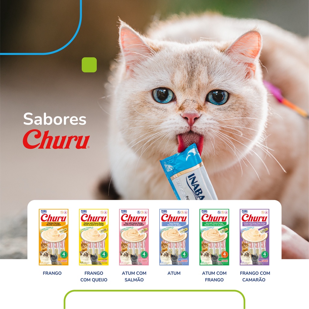 Petisco Purê Churu Inaba diversos sabores (pack com 4 unidades ou ...