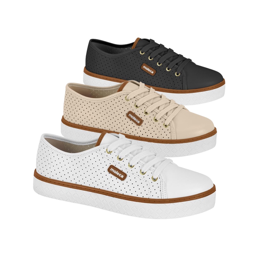 Tenis Feminino Casual Com Furinhos MOLECA | Shopee Brasil