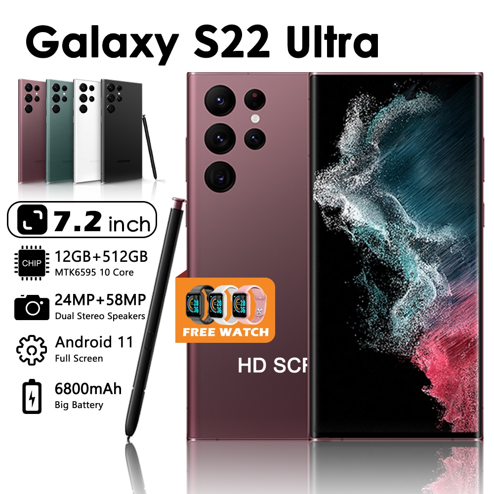 Celular Original Galaxy S22 Ultra 7.2 " HD 12G + 512GB Big Sale Telefone Inteligente 6800mAh ...
