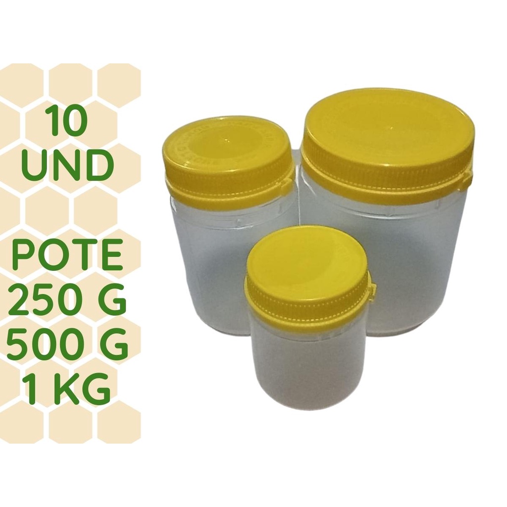 Kit 10 Potes para Alimentos Ideal Para Embalar Mel, Melado, Cereais ...