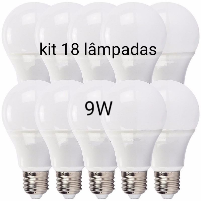 Kit 18 Lampada Led 9w Bulbo Branco Frio 6500k BIVOLT | Shopee Brasil