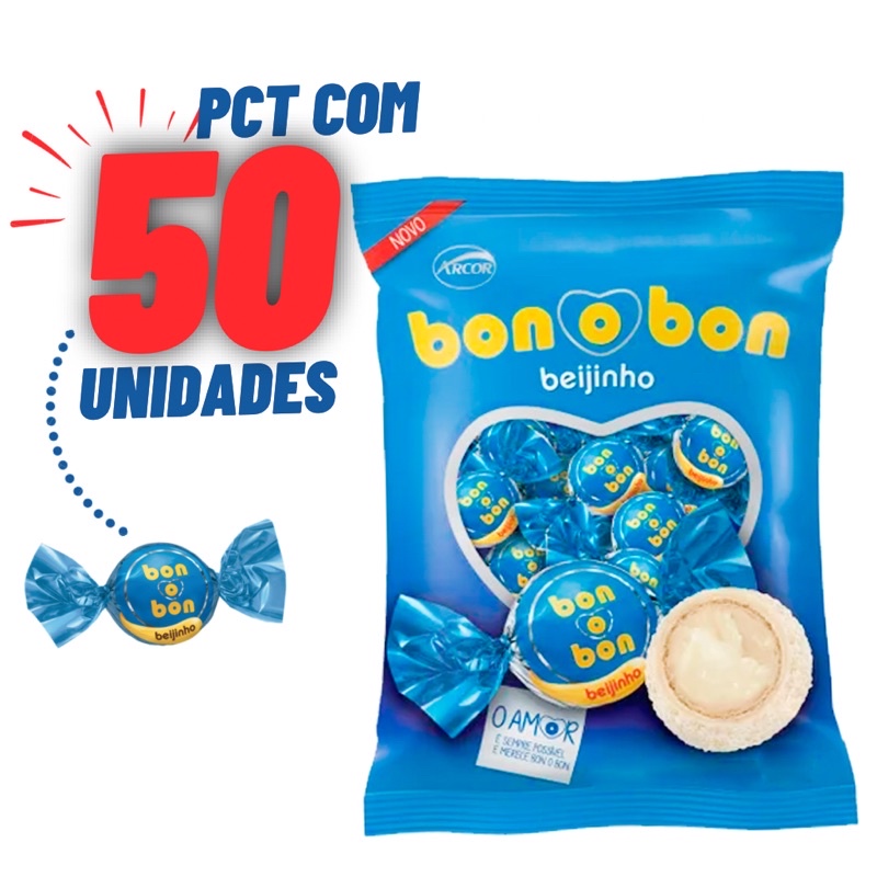 Pacote Bombom Bonobon Beijinho Com 50 Unidades - Arcor | Shopee Brasil