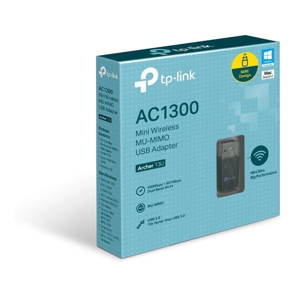 Adaptador USB TP-Link Archer T3U MINI AC1300 Wireless Dual Band 2,4 ...