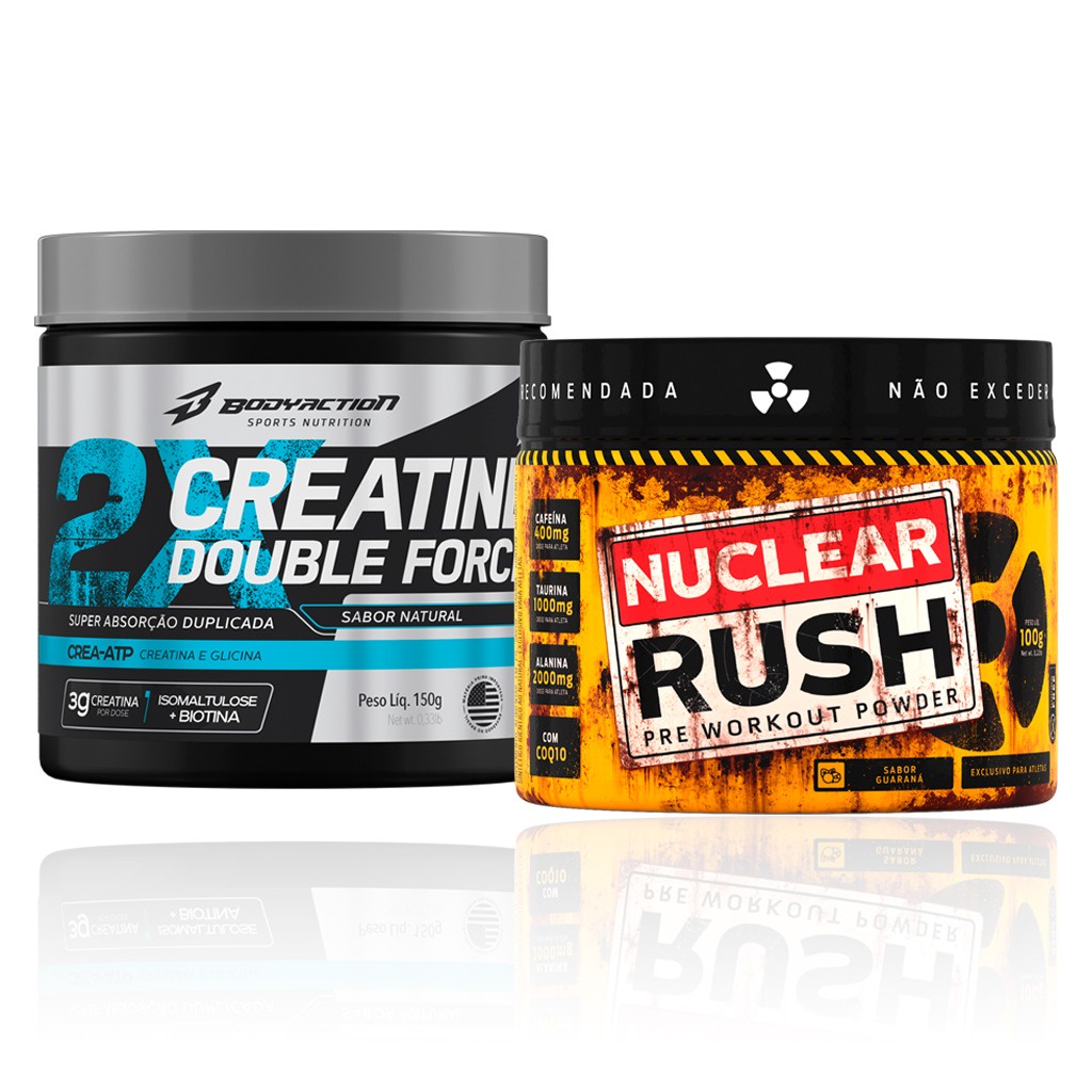 Kit Creatine Double 150g + Nuclear Rush 100g - Body Action | Shopee Brasil