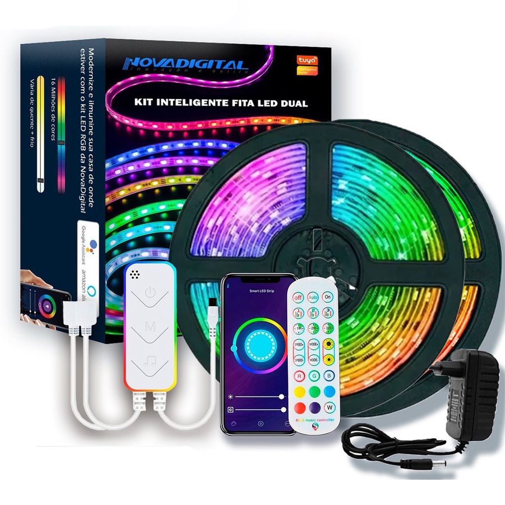 Kit Fita De Led Inteligente RGB Dual Musica 10m Nova Digital | Shopee ...