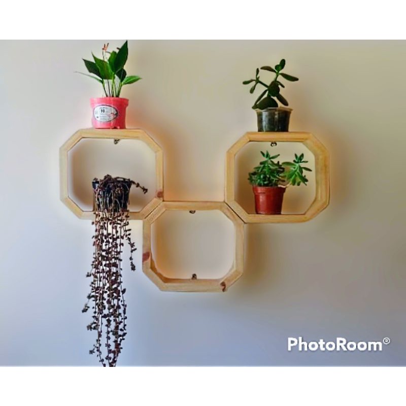 kit 3 Nichos octogonal madeira pinus | Shopee Brasil