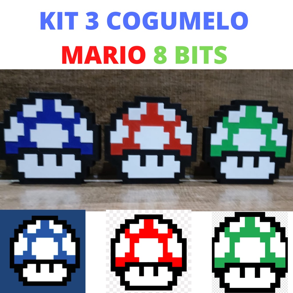 Kit 3 Cogumelo do Super Mario - Presente Criativo - Geek - Power UP ...