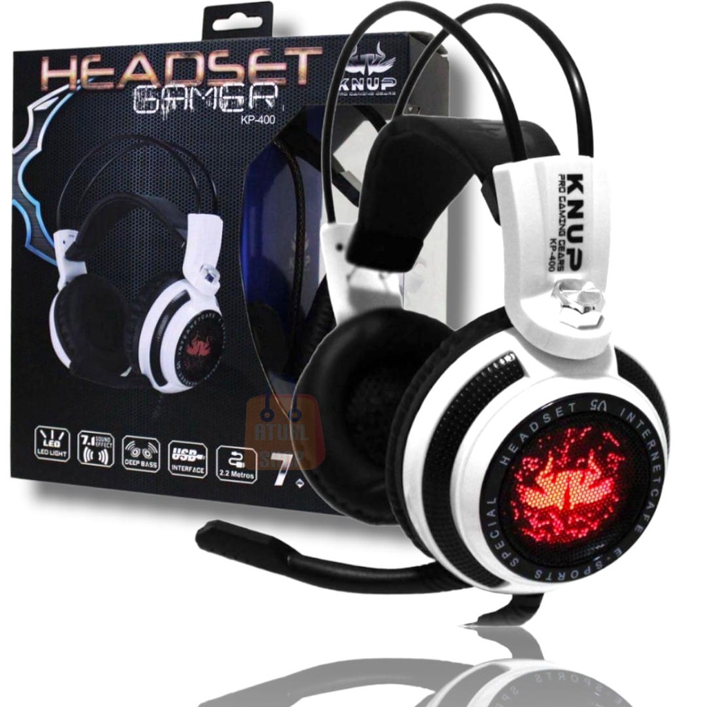Fone Headset Gamer 7.1 Pc Knup Kp400 Original P2 Microfone Usb Led Fone ...