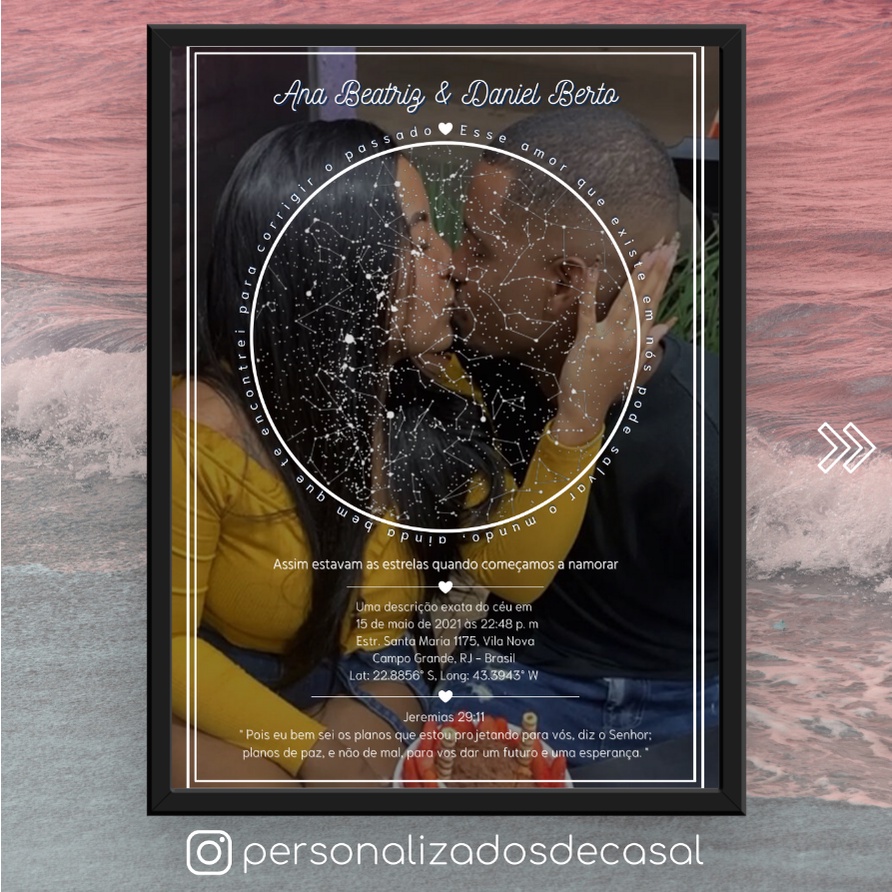 Quadro Mapa das Estrelas / Mapa do céu Personalizado | Shopee Brasil