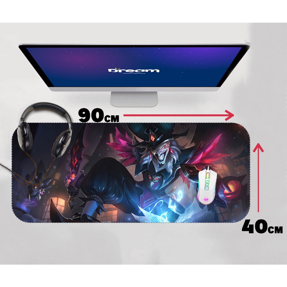 Mouse Pad Gamer Shaco League of Legends LOL Extra Grande 90x40 Personalizado borda costurada ...