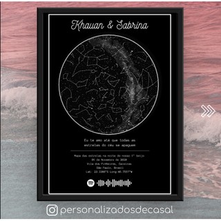 Quadro Mapa das Estrelas / Mapa do céu Personalizado | Shopee Brasil