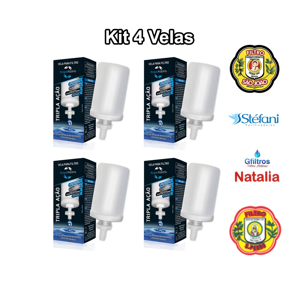 Kit 05 Velas Para Filtro Barro Alcalina Premium Tripla Ação - Escorrega ...