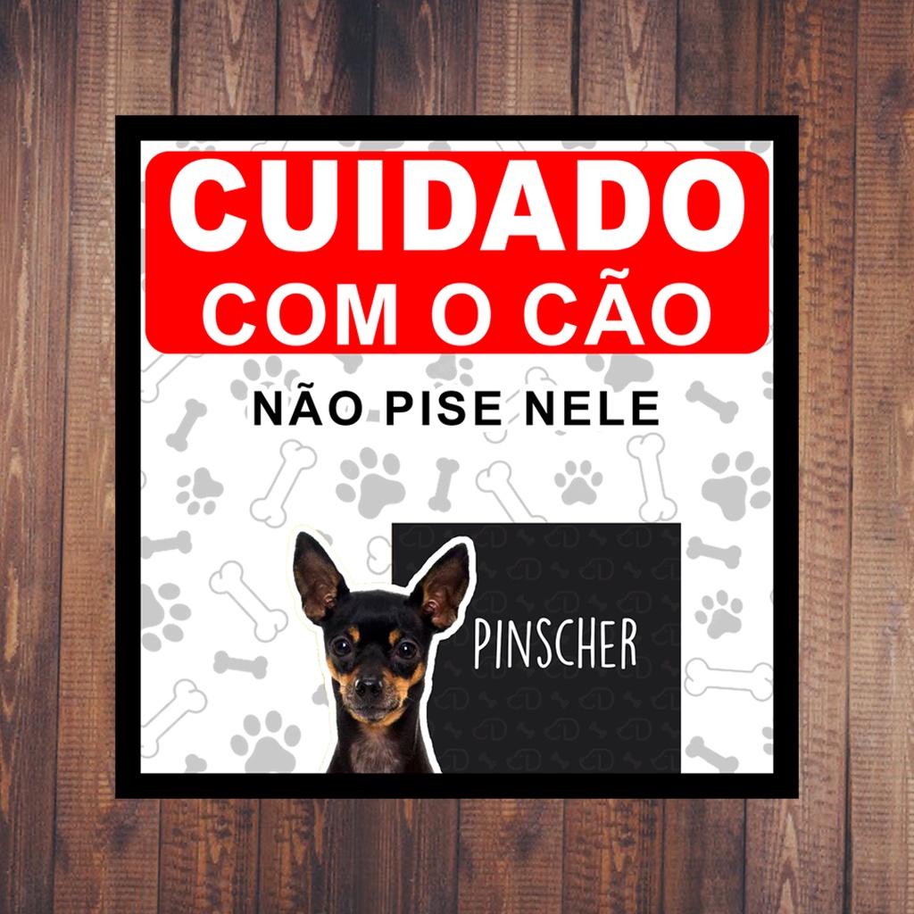 Placa De Sinalização Cuidado Com O Cão Não Pise Nele Pinscher em metal ...