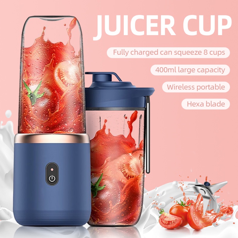Portátil 6 Lâminas mini juicer Elétrico copo liquidificador/400ML Suco ...