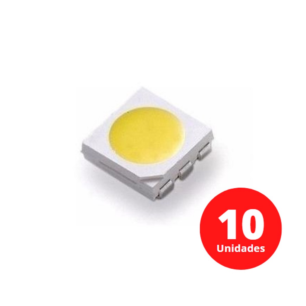 Led 5050 SMD Vermelho 10 Unidades 3V 20mA Para PCB Prototipo Circuito ...