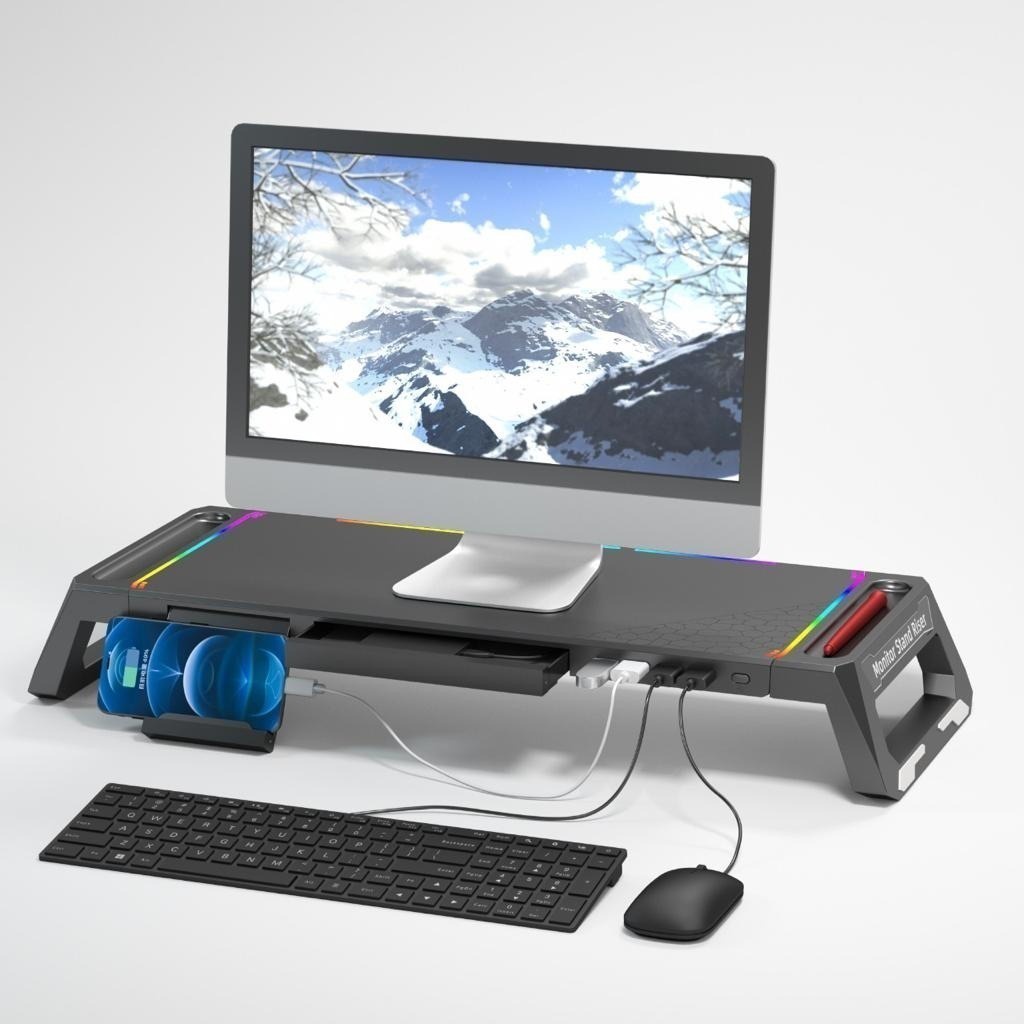 Suporte Mesa P/ Monitor Gamer Led 4 Usb Rgb C/10 Modelo - Corre Que Ta ...