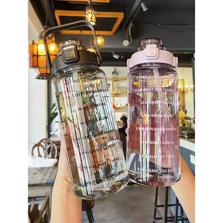 Garrafa De Água 2L Com Canudo Squeeze Academia Garrafa esportiva de grande capacidade ...