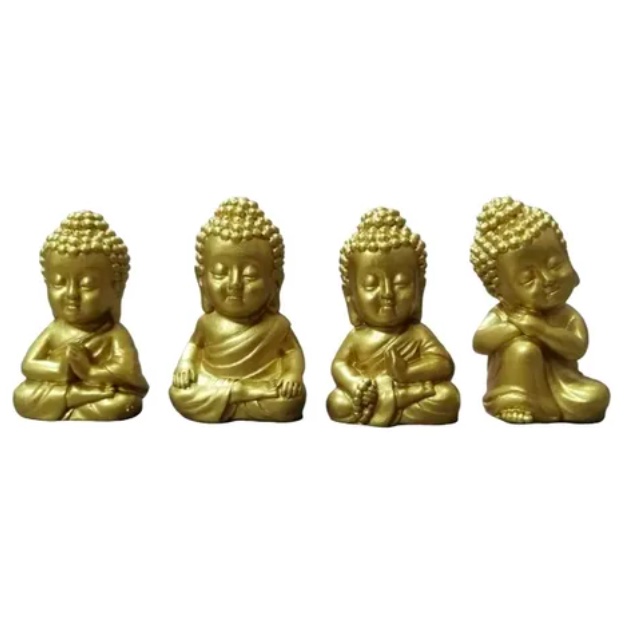 Kit com 4 Mini Budas Dourados | Shopee Brasil