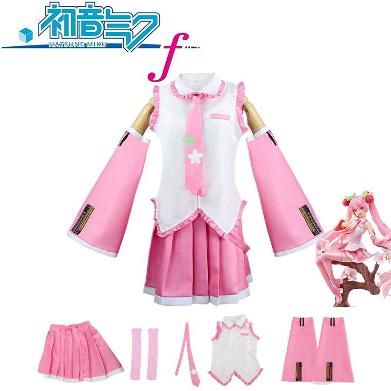 Anime Hatsune Miku Uniform Maid Outfit Pink Cosplay Costume Dress ...