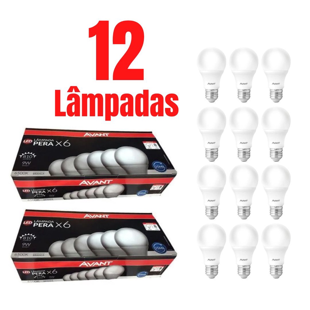 Kit 12 Lâmpadas Led Econômica 9w 6500k Branco Frio E-27 Bivolt Pack Com 12 Lâmpadas Para Casa ...