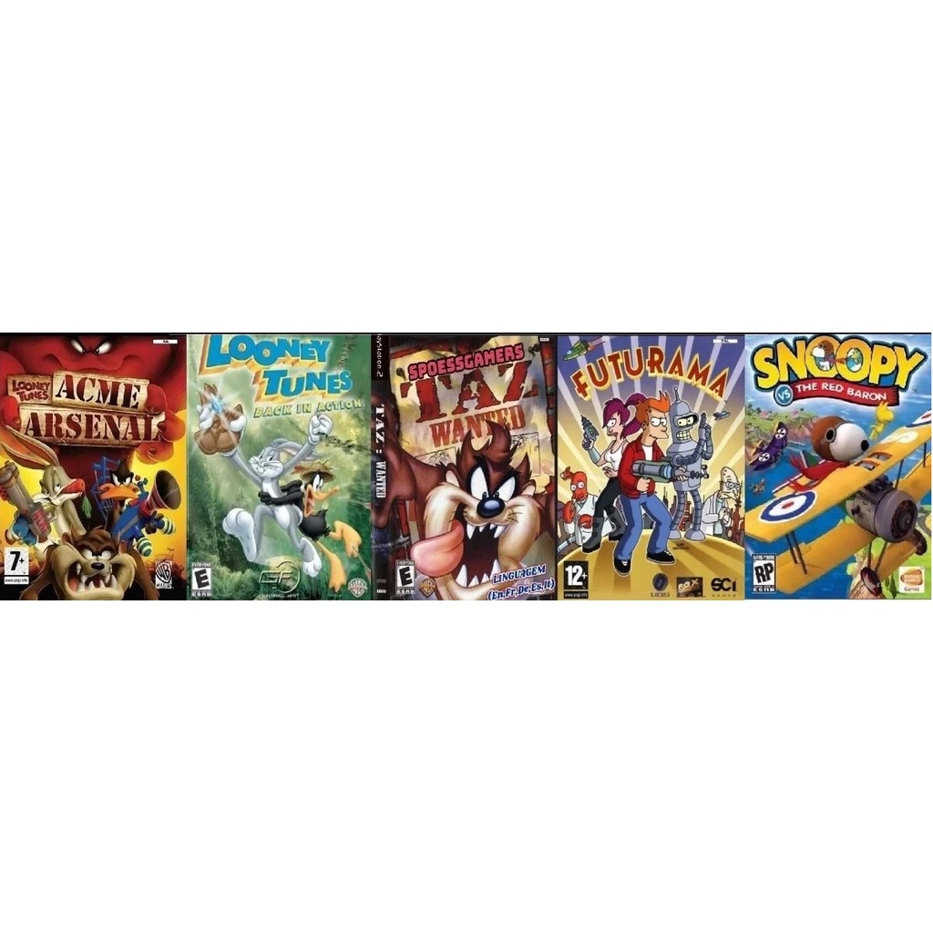 5 JOGOS PS2 TAZ SNOOPY LOONEY TUNES INFANTIL | Shopee Brasil