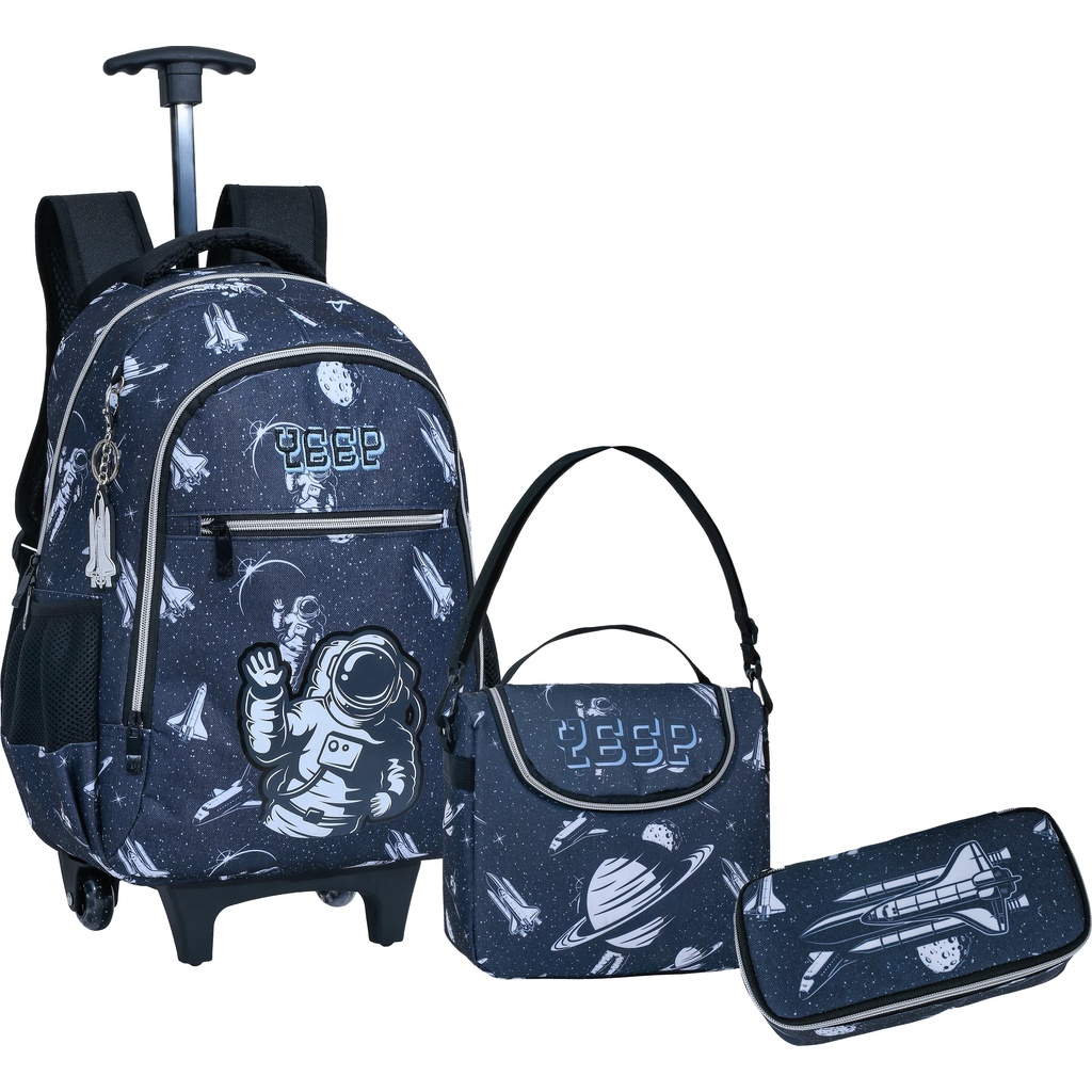 Kit Mochila Menino Infantil Escolar Tema Foguete Astronauta MIM6311 ...