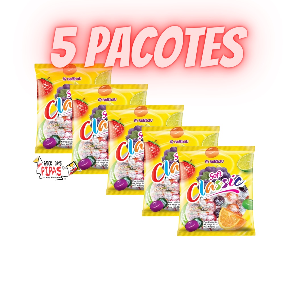 Kit 5 Pacotes Bala Soft Classic 400g Berbau | Shopee Brasil