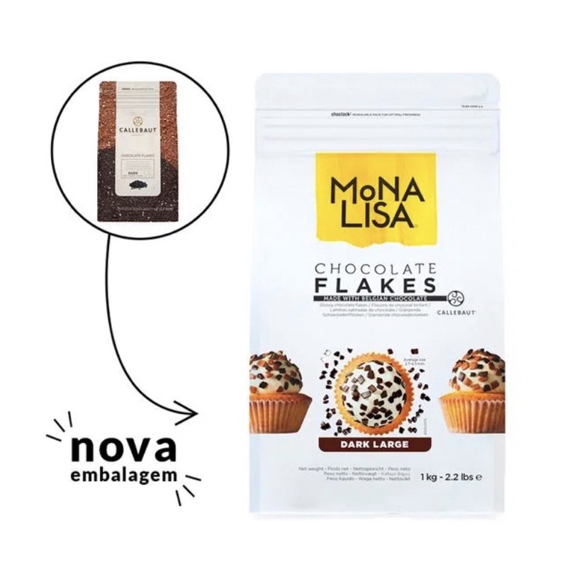 Chocolate Flakes Split 4M DARK 1Kg Monalisa - CALLEBAUT | Shopee Brasil