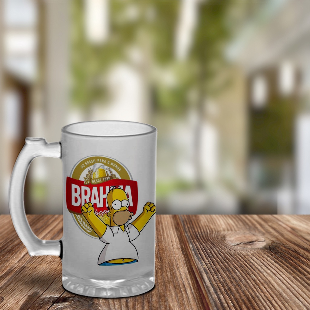 Caneca Chopp Vidro Jateado Personalizado Brahma Simpsons | Shopee Brasil