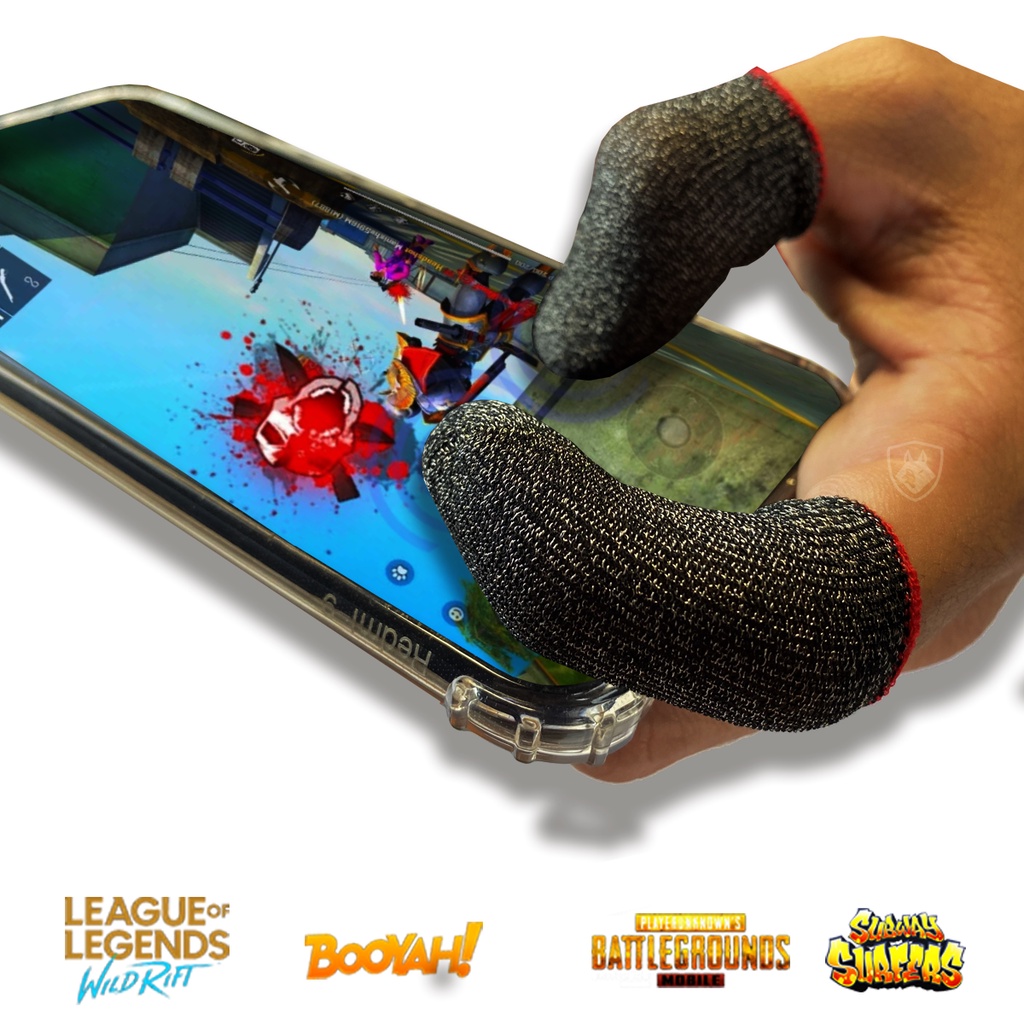 Luva de Dedo Gamer Pro Fibra de Prata 24p Glow Fire para Free Fire Pubg ...