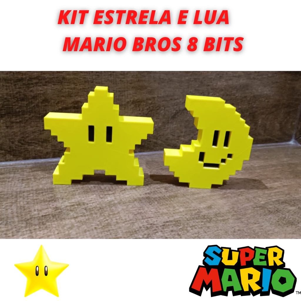 Estrela e lua do Super Mario bros - Presente Criativo - Geek | Shopee ...