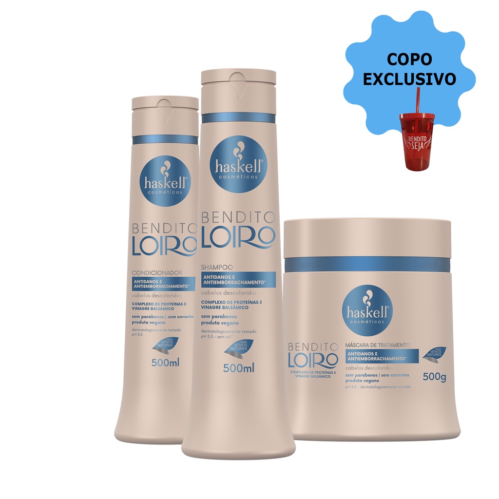 Kit Haskell Bendito Loiro Shamp Cond Masc 500ml | Shopee Brasil