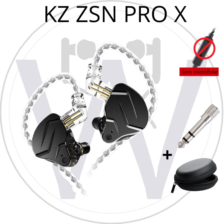 Fone de retorno KZ ZSN PRO X (In ear) Sem microfone + adaptador + bag ...