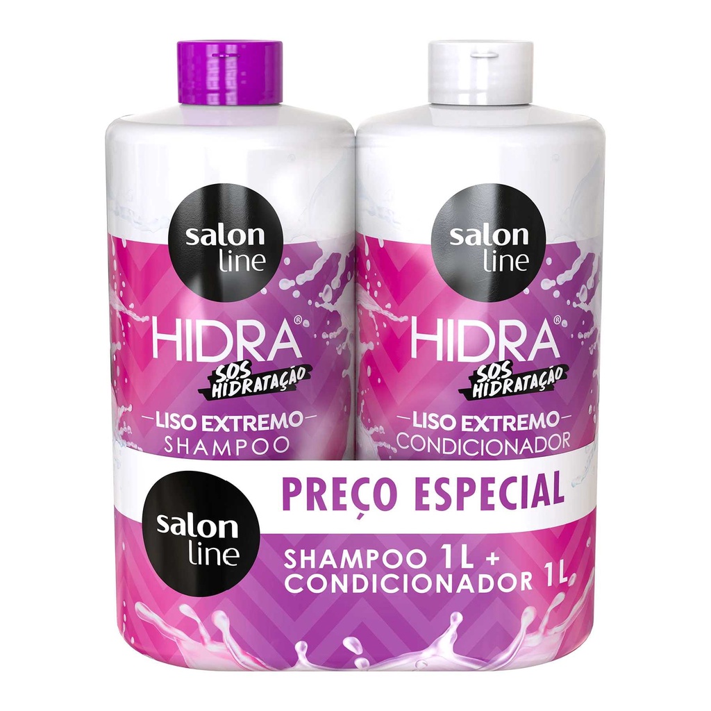 HIDRA SOS HIDRATACAO "Liso Extremo" Kit Shampoo + Condicionador 1L cada ...