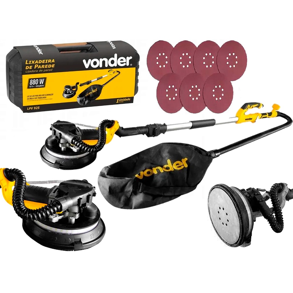 Lixadeira De Parede E De Teto Vonder Lpv 925 Amarela 50hz/60hz 880w 220v | Shopee Brasil