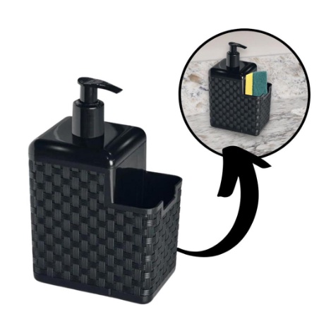 Porta Detergente e Esponja Rattan Preto Organizador Pia Banheiro ...